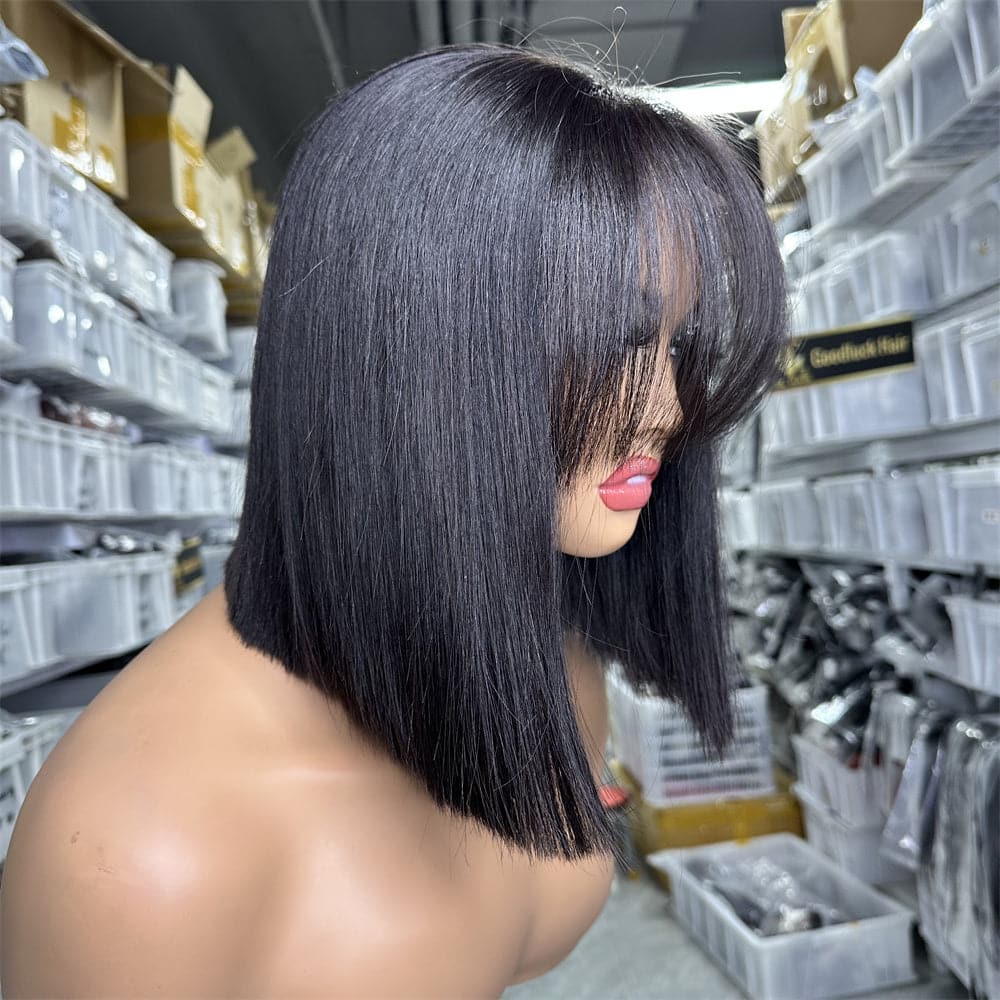 Super Double Drawn Bang WIg 4x4 Lace Closure For Women