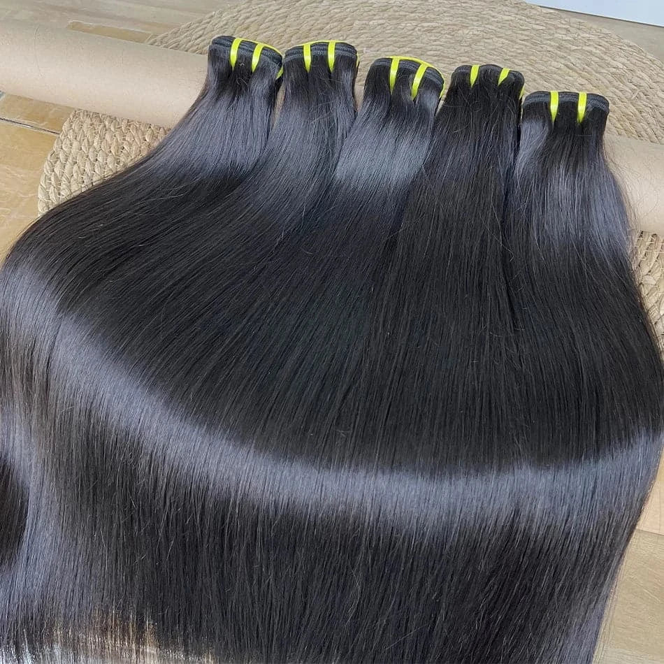 15A Grade Bone Straight 100% Raw Human Hair Bundles Weave Extensions