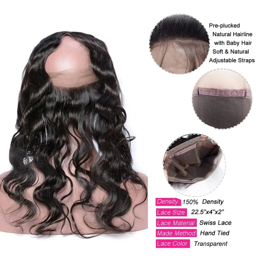 Body Wave 360 Lace Frontal 360 Lace Closure Human Hair Pre Plucked