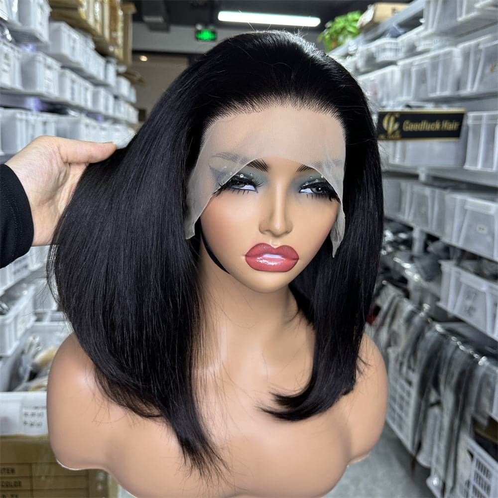 Natural Black 13x4 Full Frontal Bob Wig For Wholesale