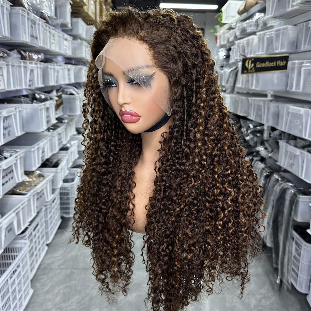Sdd Super Double Drawn Highlight Piano Color Pixie Curl 13x4 Full Fron
